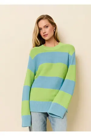 Solid & Striped Crew Neck Knitwear For Women
