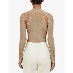 REISS Amaya Metallic Knitted Top