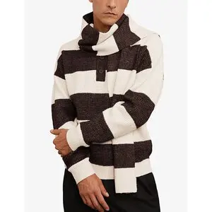 REISS Wesley Striped Knitted Scarf