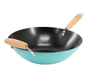MARTHA STEWART Clarkston 14in Nonstick Carbon S Teel Wok Teal - One-color