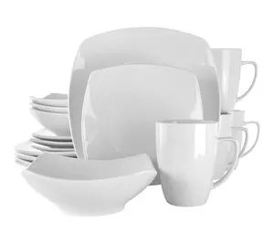 ELAMA Hayes 16 Piece Square Porcelain Dinnerwar E Set - One-color