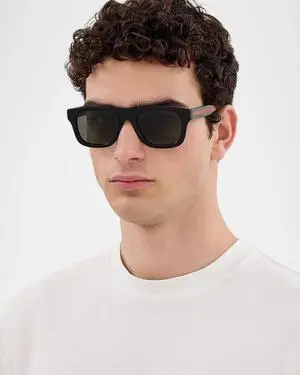 Gucci Acetate Flat-top Square Sunglasses - Black