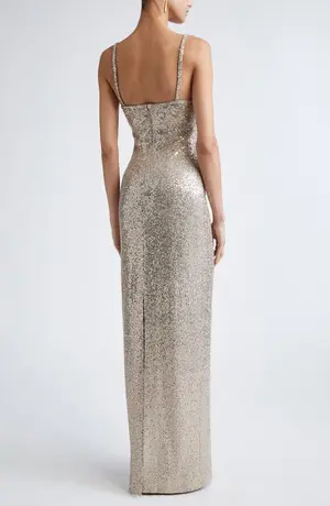 St. John Sequin Gown - Latte Light Grey Melange