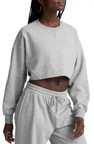 Beyond Yoga Luxefleece Boxy Crop Sweatshirt - Light Heather Gray