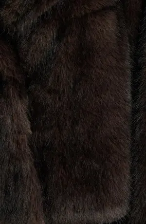 THREAD & SUPPLY Faux Fur Short Coat - Dark Brown