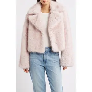 THREAD & SUPPLY Faux Fur Short Coat - Light Pink