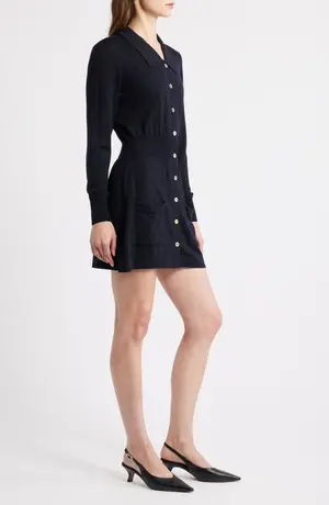 FRAME The Knit Long Sleeve Dress - Navy