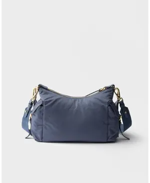 Prada Large Re-nylon And Leather Bag - Blue
