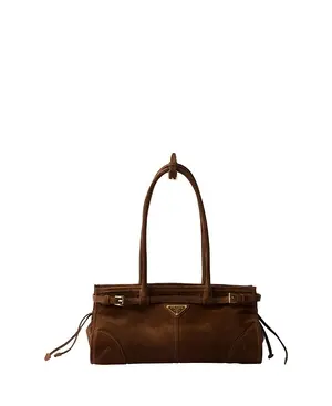 Prada Bonnie Medium Nubuck Leather Handbag - Brown