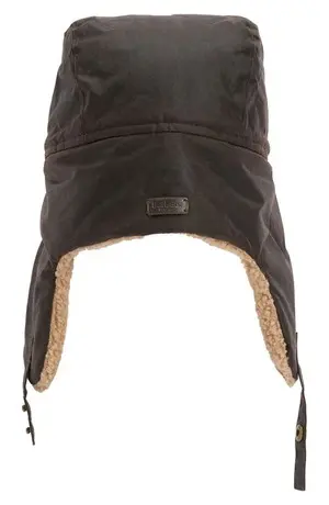 Barbour Morar Waxed Faux Shearling Trapper Hat