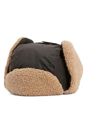 Barbour Morar Waxed Faux Shearling Trapper Hat