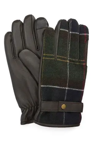 Barbour Newbrough Tartan Waterproof Gloves - Classic Brown