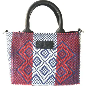 TIN MARIN Piruli Small Woven Crossbody With Leather - Red & Black