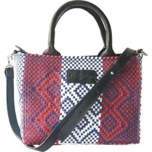 TIN MARIN Small Woven Crossbody Bag With Leather - Red & Blue