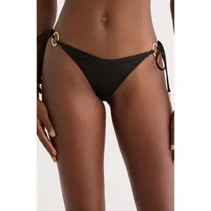KULANI KINIS Ring Side Tie Bikini Bottoms - Twilight Black