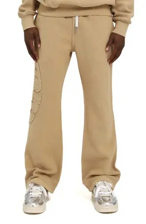 PURPLE BRAND Heavyweight Fleece Flare Leg Pants - Tan