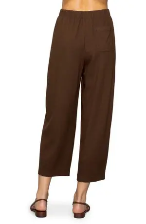 MELLODAY Brushed Crop Pants - Chocolate