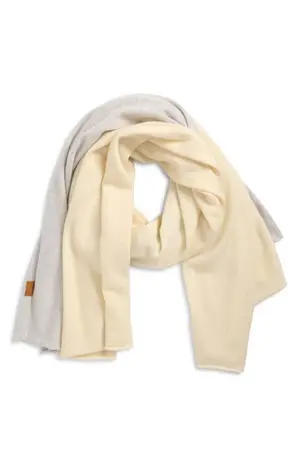 Vince Boiled Cashmere Border Wrap Scarf - Ivory