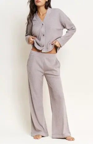 Honeydew Intimates Cozy Up Cardigan Long Pajamas - Heather Grey