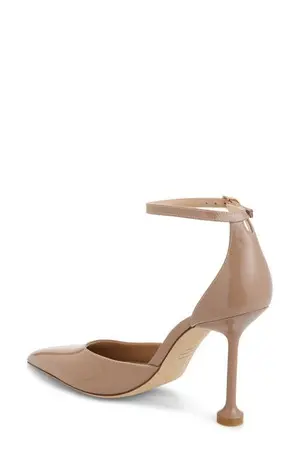 STUART WEITZMAN Stiletto Heel Pump With Ankle Strap - Fawn Patent
