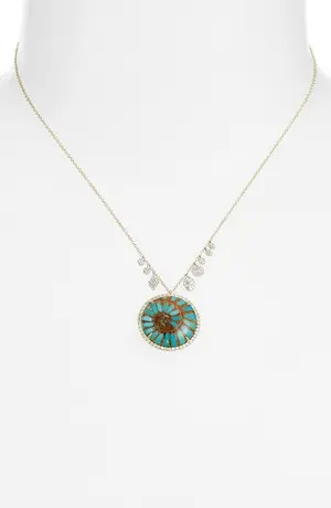 Meira T Amazonite Inlay Diamond Pendant Necklace