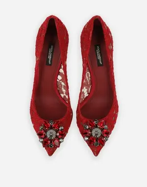 Dolce & Gabbana Lace Bellucci Pumps With Brooch Detailing - Red