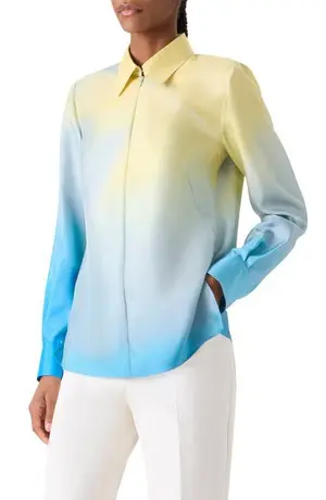 Akris Silk Twill Zip-front Top
