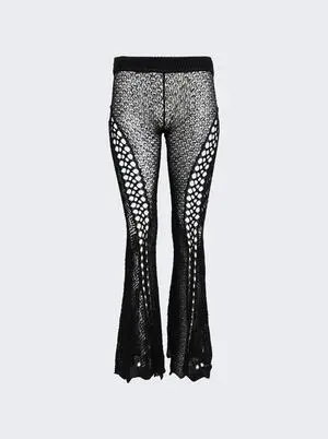 ROBERTA EINER Lace Knit Flared Trousers - Black