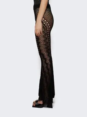 ROBERTA EINER Lace Knit Flared Trousers - Black
