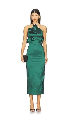 KIKA VARGAS Embellished Halterneck Maxi Dress
