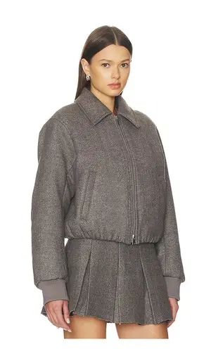 NICHOLAS Frida Bomber Wool Blend Jacket - Charcoal