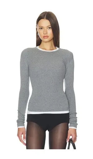 LISA YANG Vivian Long Sleeved T-shirt In Light Grey - Deep Cloud