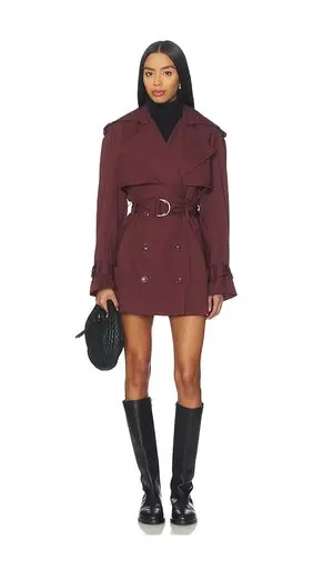 Bardot Aster Short Trench Coat - Deep Plum