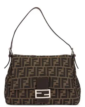 Fendi Denim Mama Baguette Shoulder Bag - Tobacco Brown