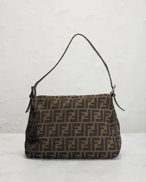 Fendi Denim Mama Baguette Shoulder Bag - Tobacco Brown
