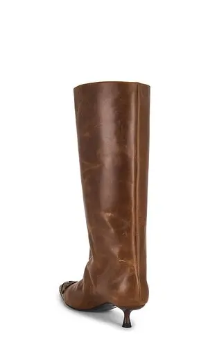 DIESEL® Leather Pull-on Kitten Heel Boots