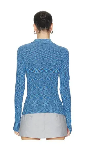 GANNI Spacedyed Polo Top - Blue