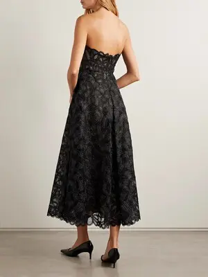 Simkhai Elvina Strapless Metallic Guipure Lace Maxi Dress