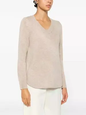 Hemisphere V-neck Curved Hem Sweater