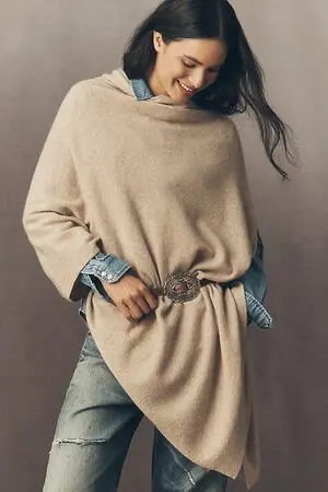 Anthropologie Cashmere Poncho Wrap - Taupe