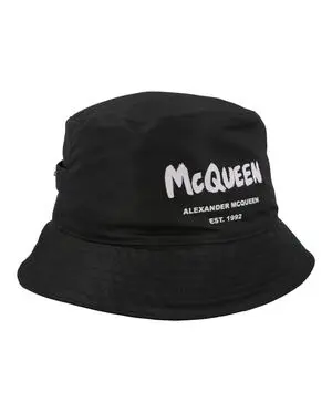 Alexander McQueen Logo Print Bucket Hat - Black Ivory