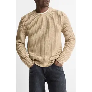 Vince Shaker Stitch Merino Wool Crewneck Sweater - River Sand