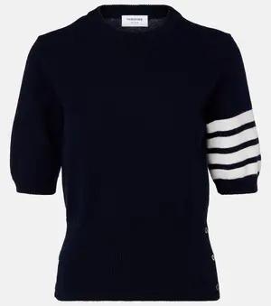 Thom Browne 4-bar Knitted Virgin Wool Sweater - Blue
