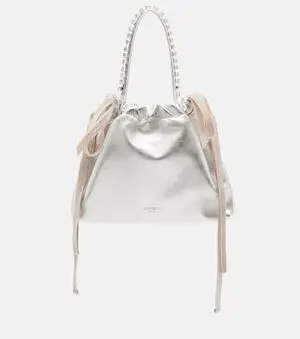 JIMMY CHOO Drawstring Mini Embellished Leather Shoulder Bag