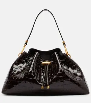 JIMMY CHOO Cinch Medium Croc-effect Tote - Brown