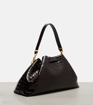 JIMMY CHOO Cinch Medium Croc-effect Leather Bucket Bag