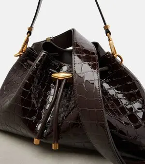 JIMMY CHOO Cinch Medium Croc-effect Leather Bucket Bag