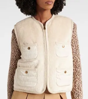 Moncler Mimosas Teddy Down Vest - Beige