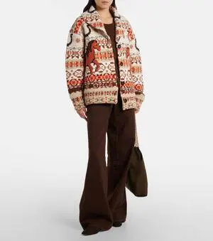 Stella McCartney Intarsia Oversized Virgin Wool Cardigan - Multicoloured
