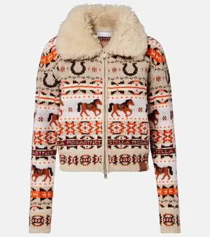 Stella McCartney Intarsia Virgin Wool Zip-Up Cardigan Multicoloured